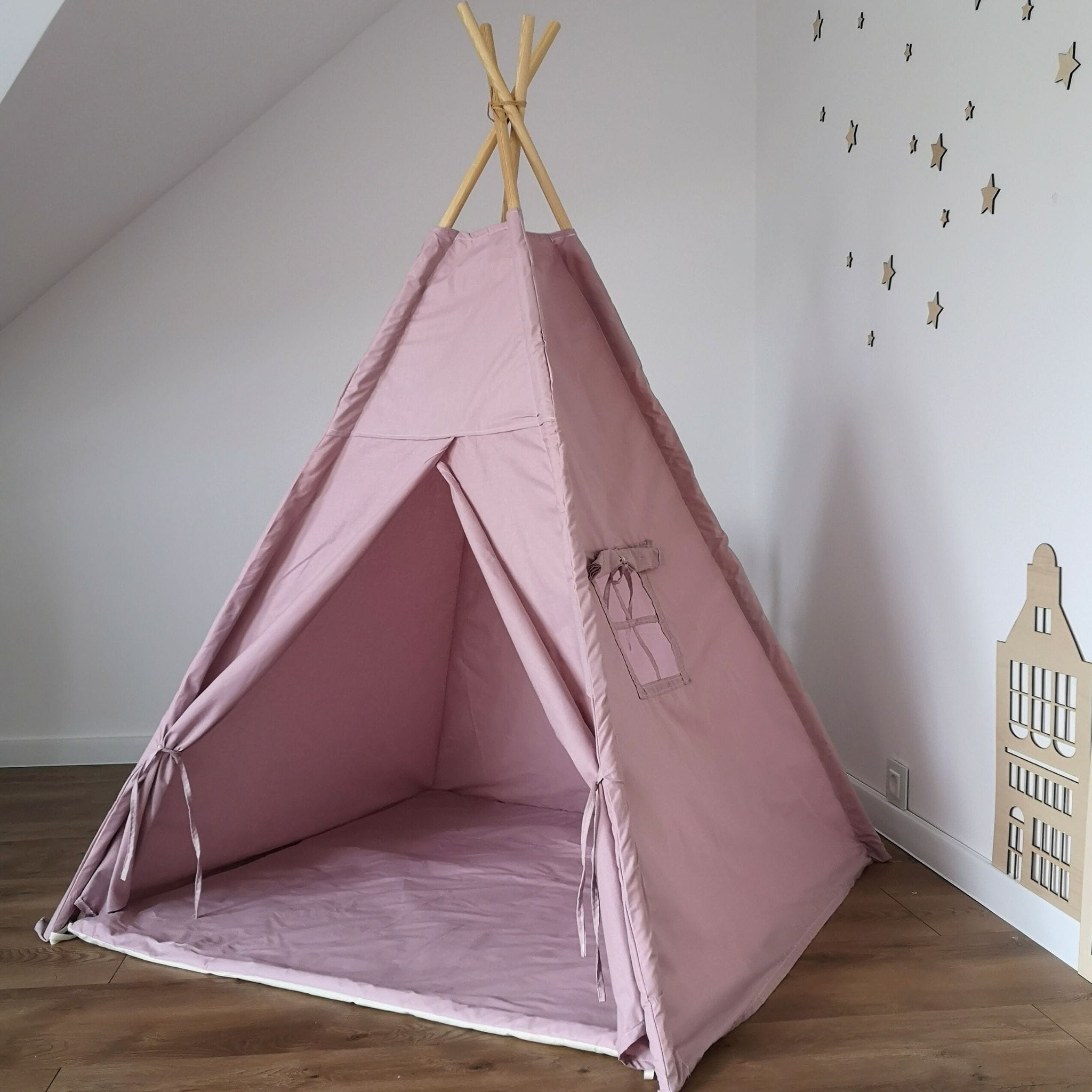 Detský stan Tipi ružový so srdcom - Najkoberce.sk