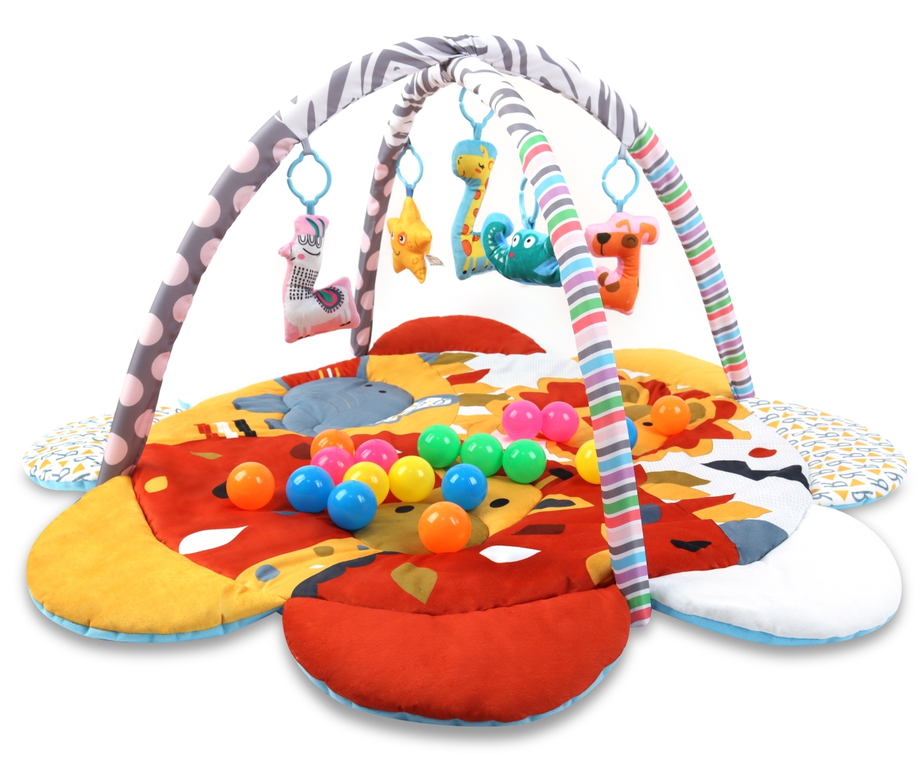 Hracia podložka TinyMini JL639-2B 2v1 kvet s motívom safari - Najkoberce.sk