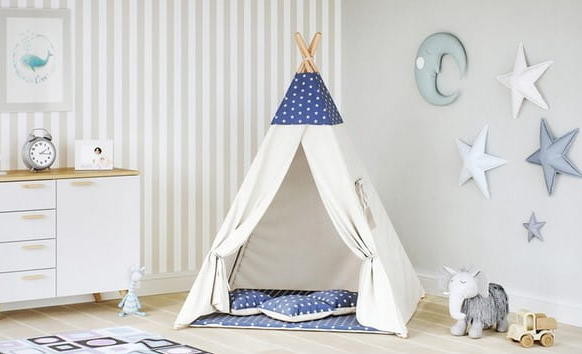 Detský stan Tipi hviezdy granát/béžový - Najkoberce.sk