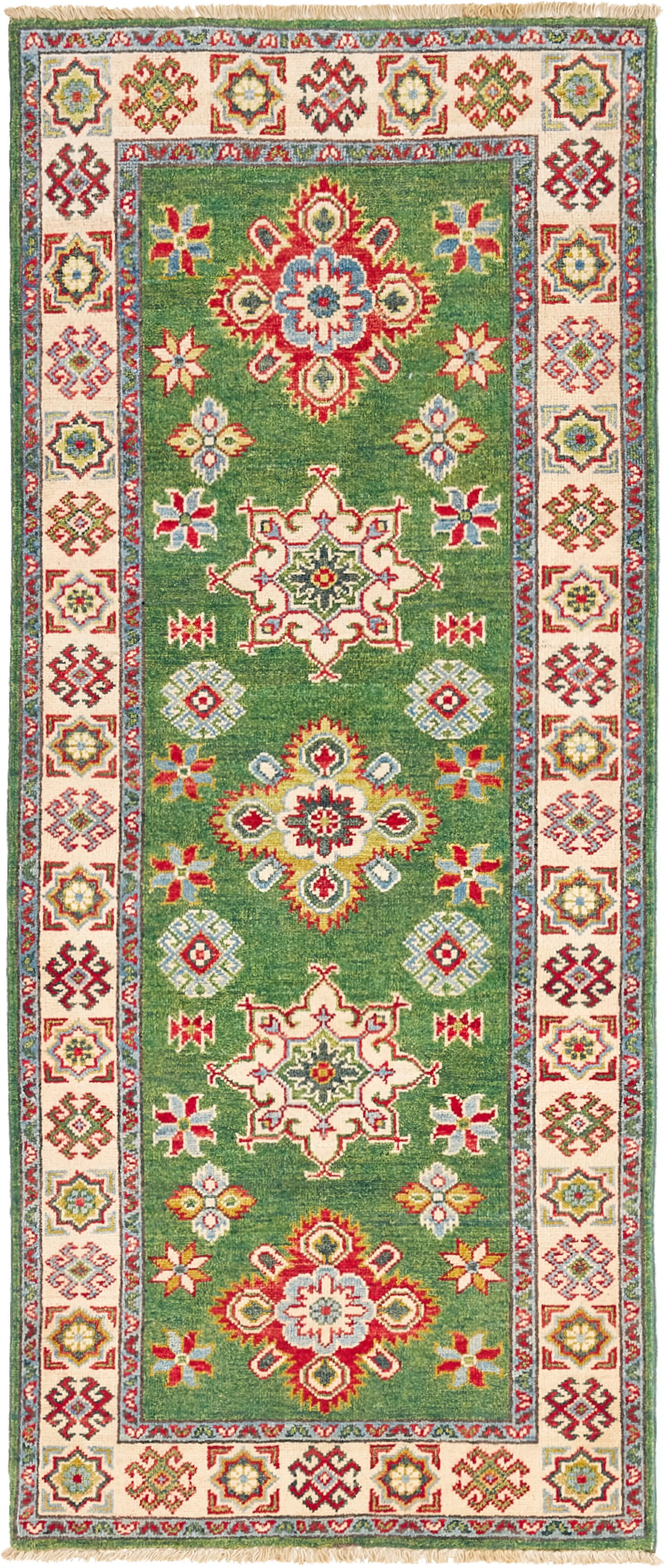 Koberec Kasak-B 006 zelený / krémový - Najkoberce.sk